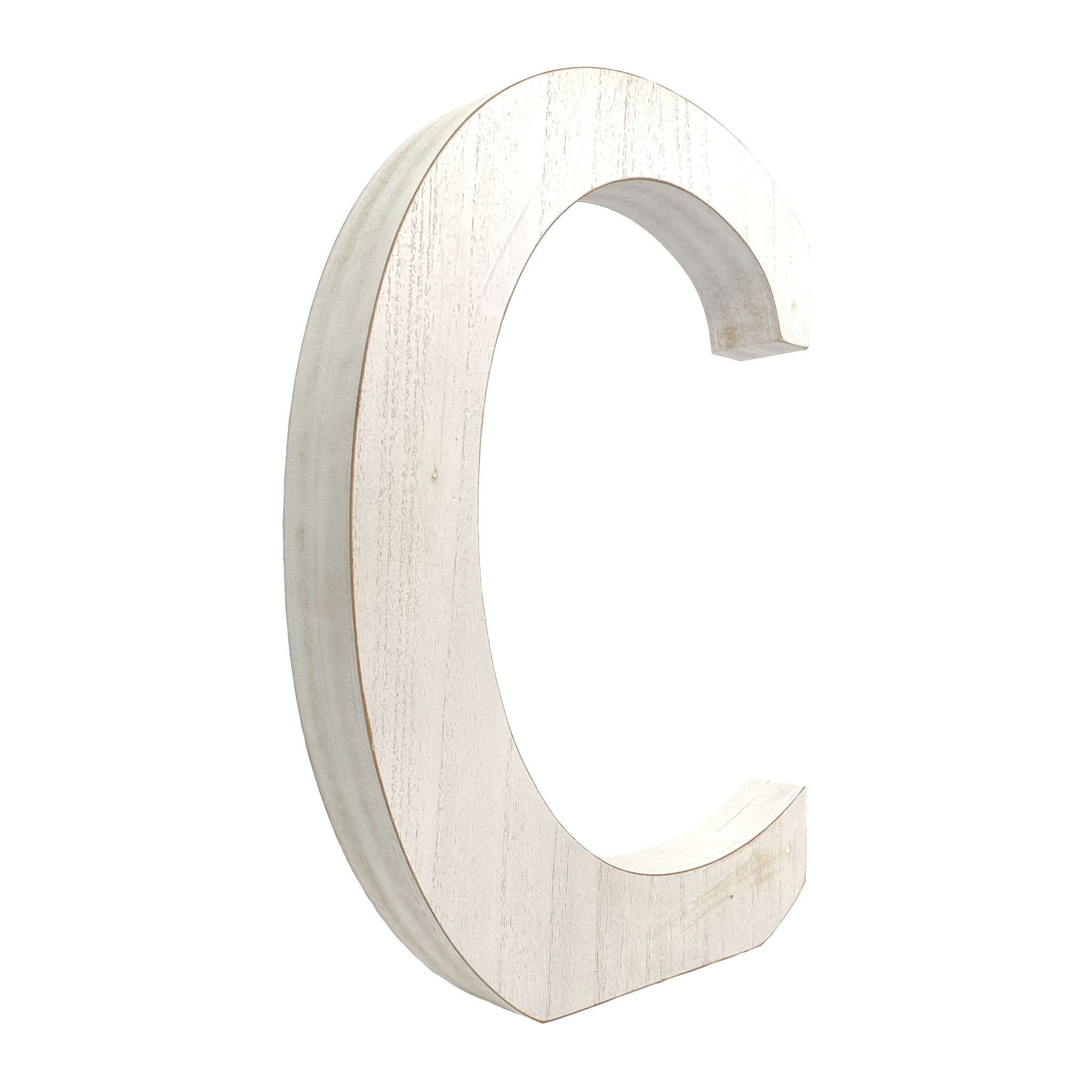 Latitude Run® 16" White Distressed Wood Letter C Tabletop Sculpture ...