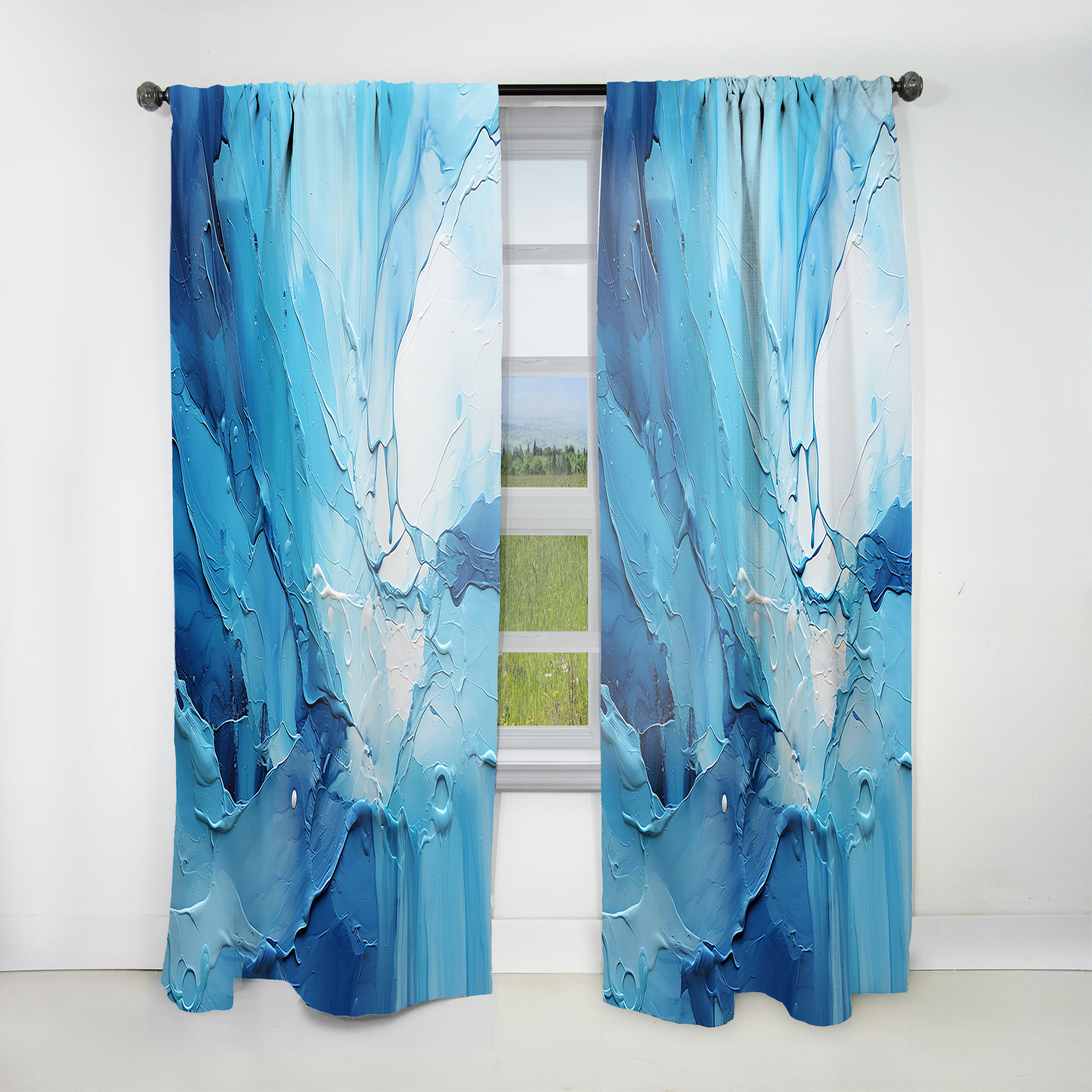 Design Art Blue And White Cool Water Drip I - Drip Painting Abstract ...