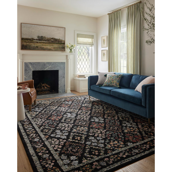 Rifle Paper Co. x Loloi Laurel Black Area Rug & Reviews | Wayfair