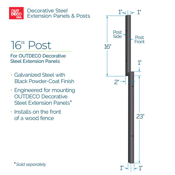 OUTDECO 16" Galvanized Steel Fence Extension Leg, Black & Reviews | Wayfair