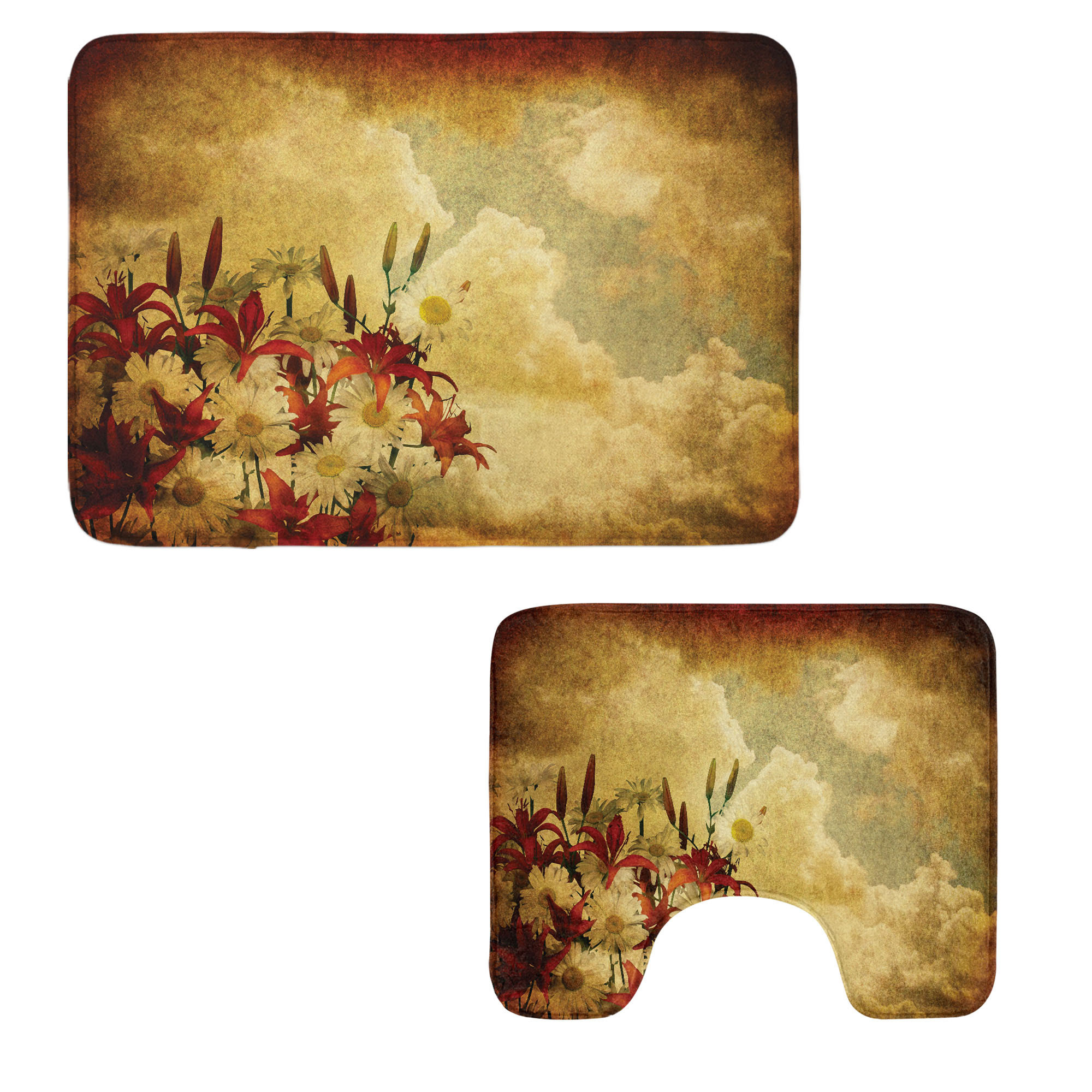 East Urban Home Vintage Bathroom Rug Set 2 Pieces Rectangle & Contour ...