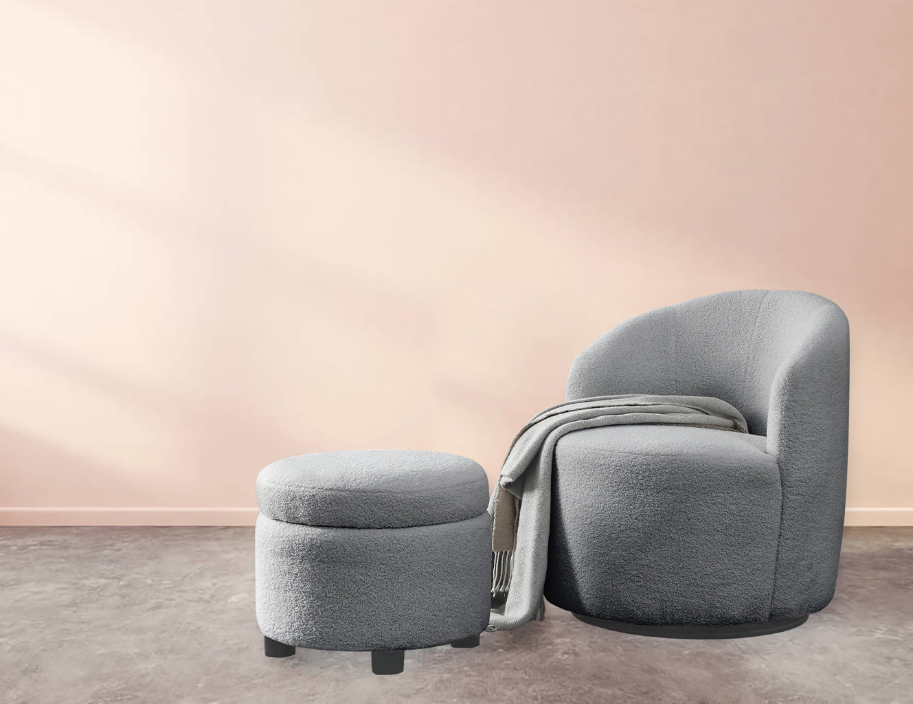 Latitude Run® Teddy Velvet Swivel Upholstered Bucket Chair With Round ...
