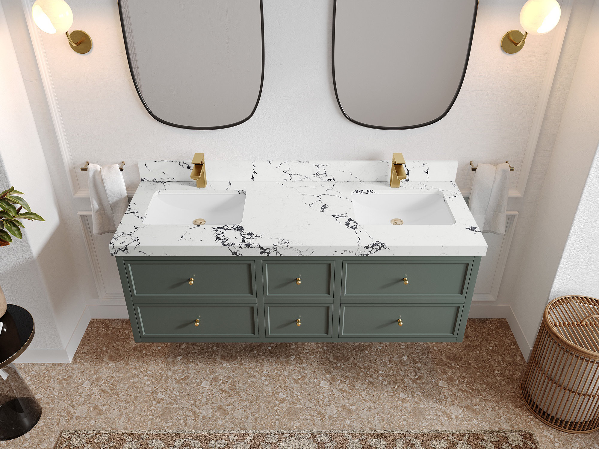 Willow Collections Roswell Floating 60'' Double Bathroom Vanity with ...