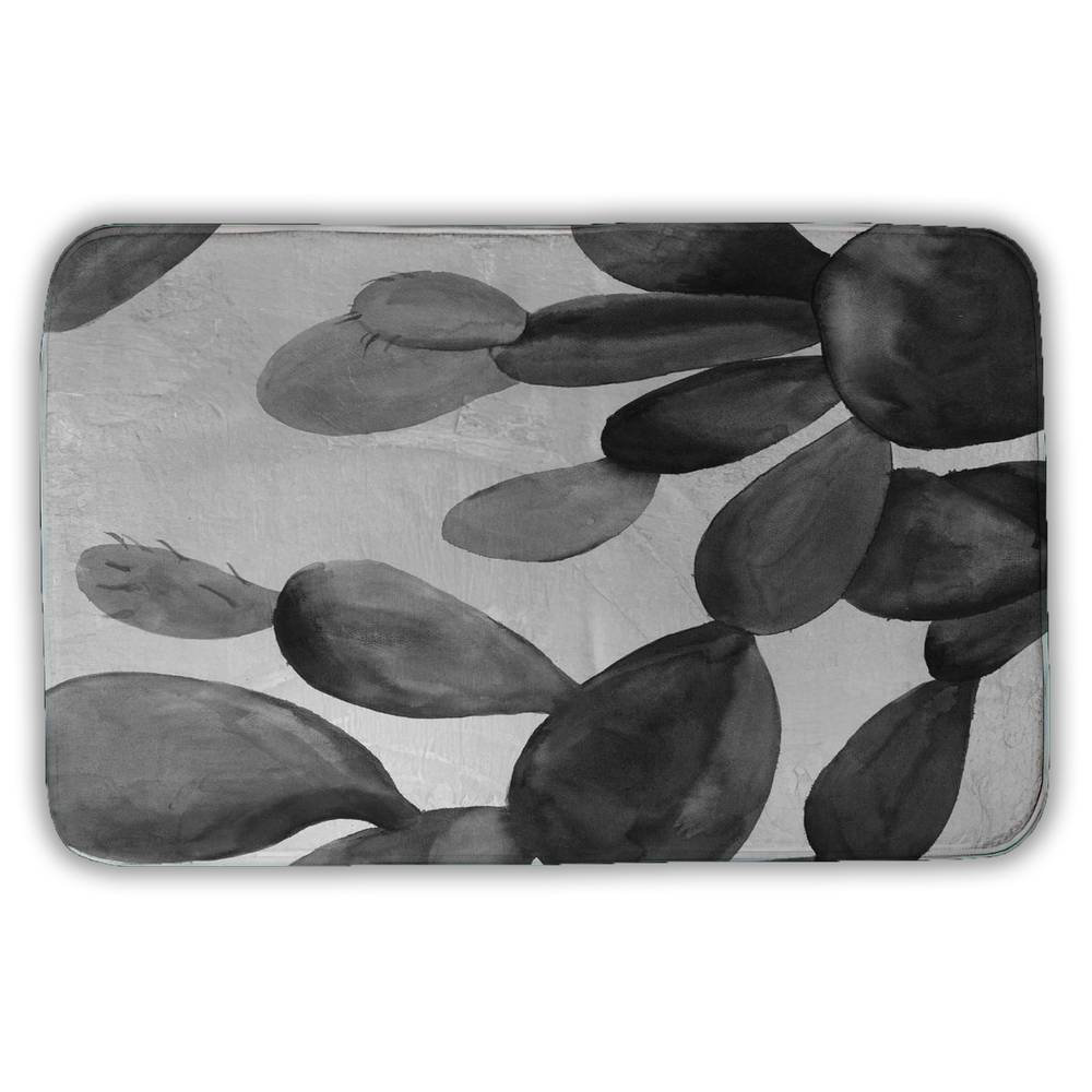 East Urban Home Grayscale cactus Bath Mat with Non-Slip Backing - Quick ...