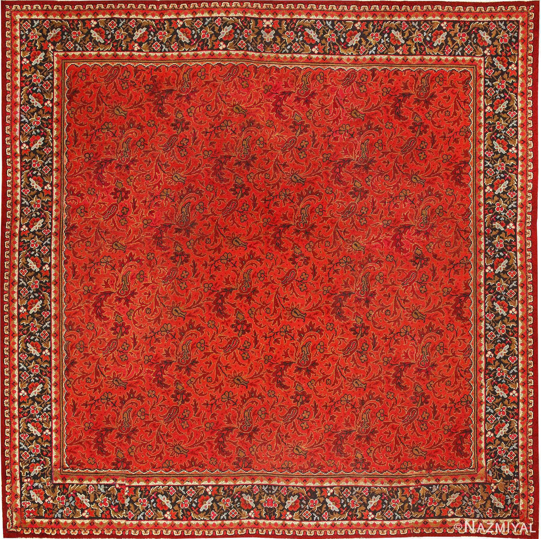 Nazmiyal Collection Large Square Size Antique Allover Floral Design ...
