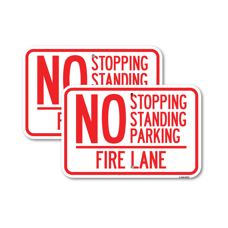 SignMission No Stopping Standing Parking - Fire Lane Aluminum Sign ...