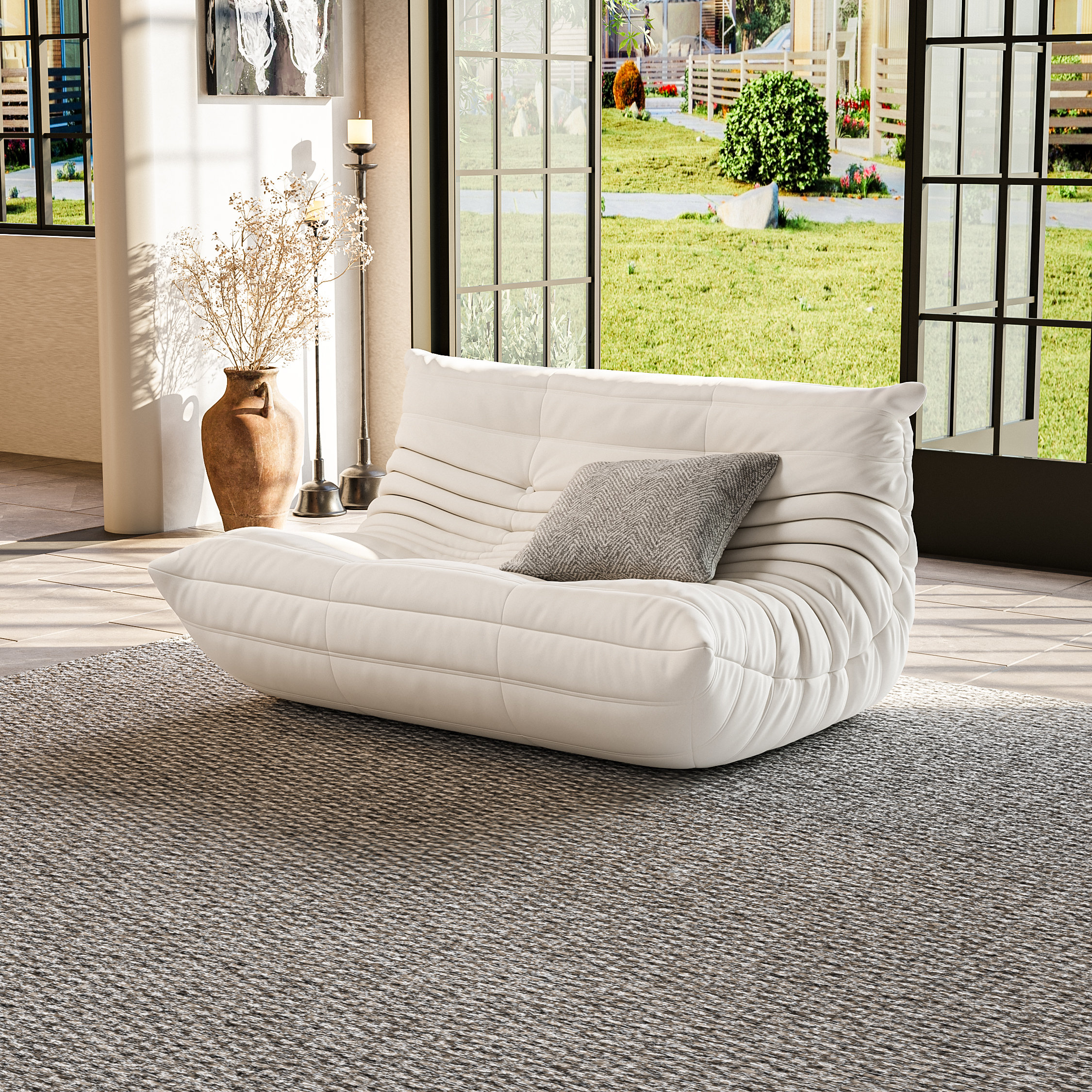 Ivy Bronx Elridge 56.69'' Microfiber/Microsuede Armless Two-Seat ...