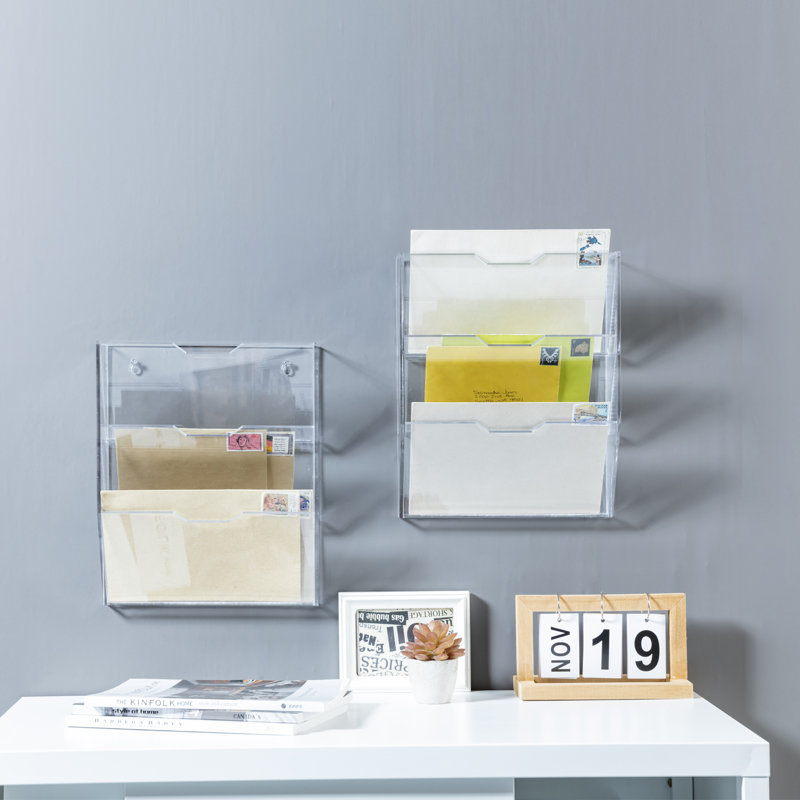 Ebern Designs 2 Piece Acrylic Mail Storage Wall Organizer | Wayfair