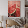 Latitude Run® Fruit Watermelon Pink Pointillism On Wood Print | Wayfair