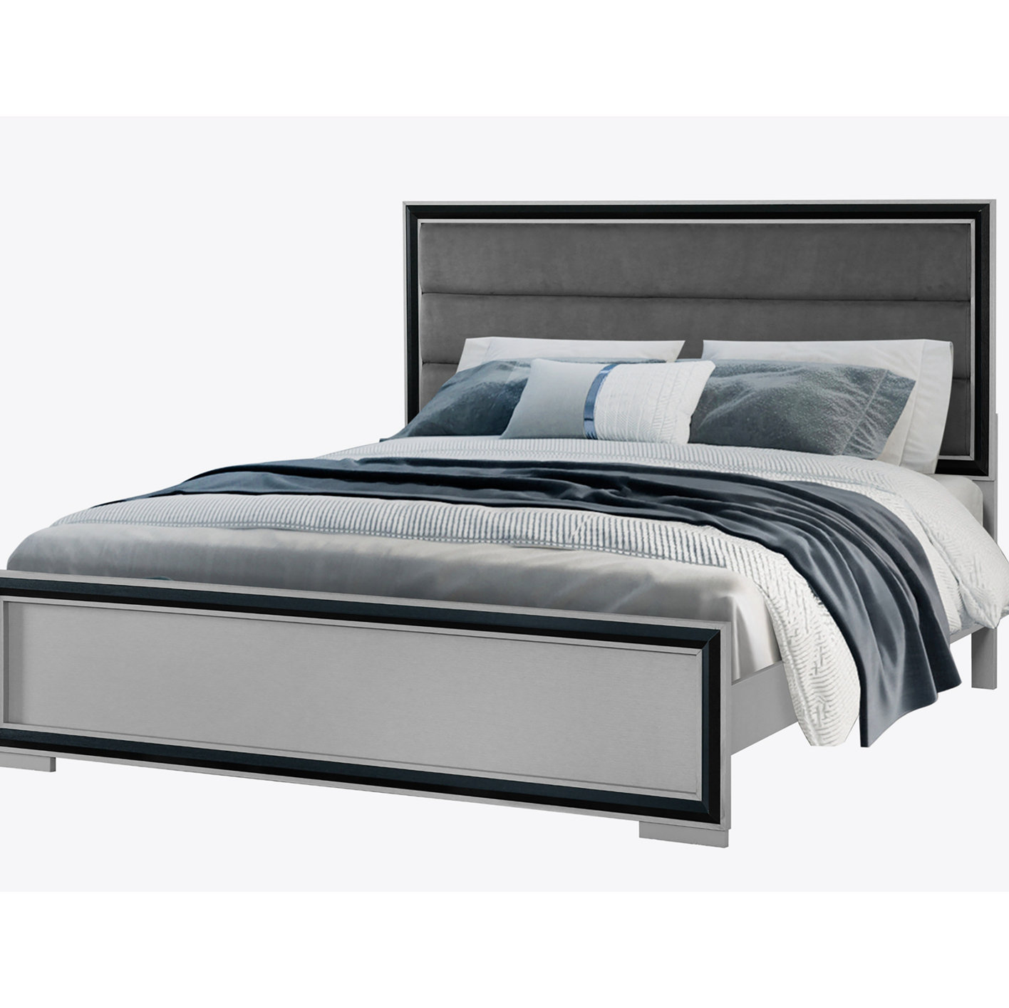 Orren Ellis Adelaide Grey Black King Bed W/Led | Wayfair