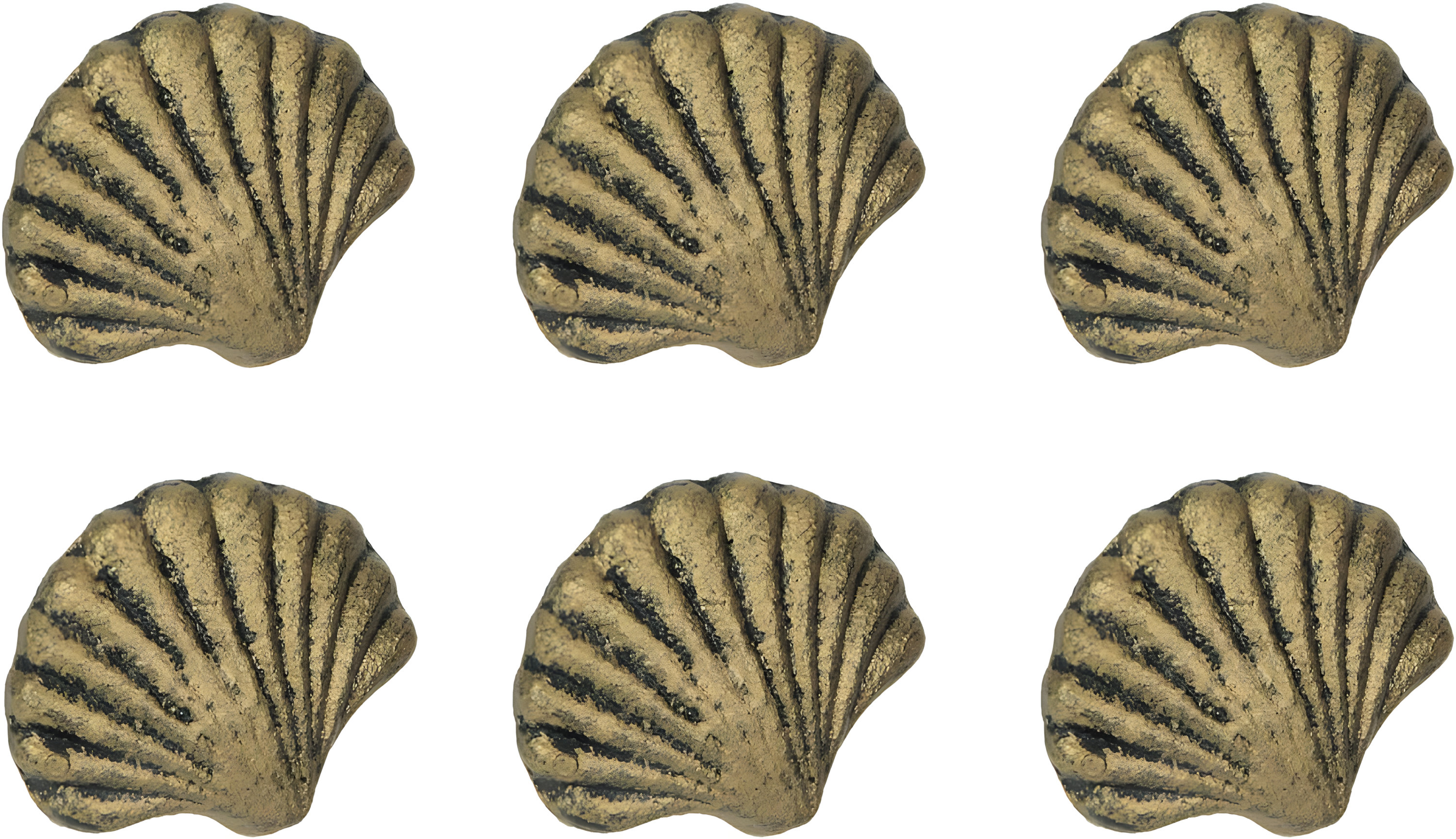 ERTCHUE RIED Antique Gold Cast Iron Scallop Shell Drawer Pulls - Nautical Cabinet Knobs 2 Inches ...