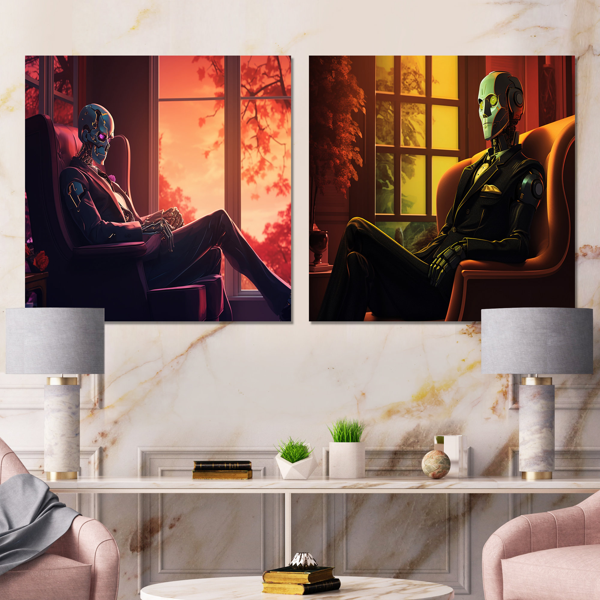 Design Art Stylish Humanoid Android Sitting On Couch - Fantasy & Sci-Fi ...
