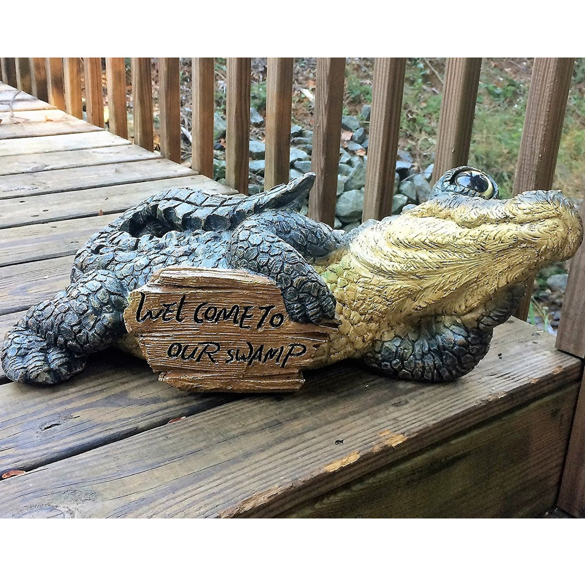 HomeStyles Whimsical "Welcome to Our Swamp" Sign Gator the Alligator ...