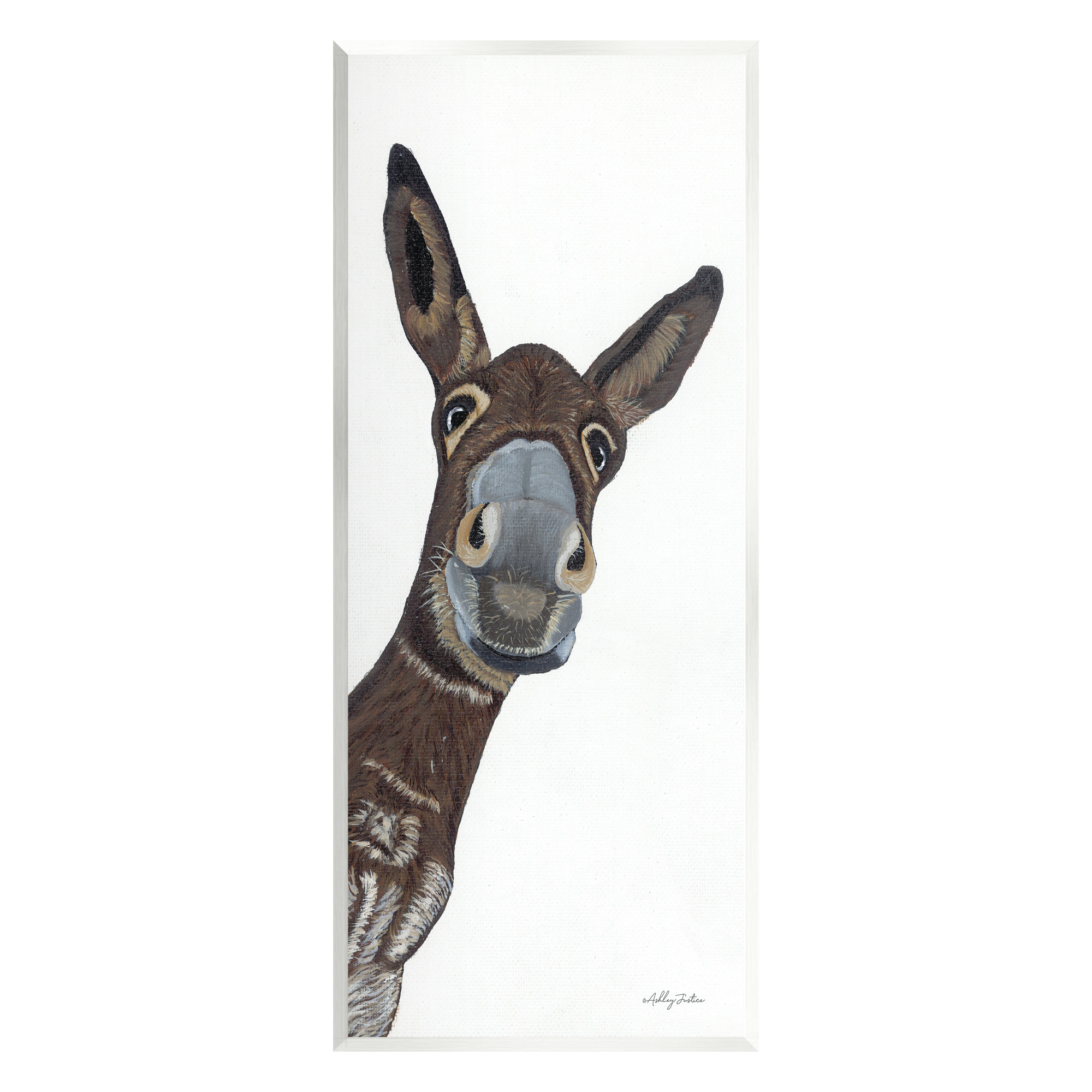 Stupell Industries Donkey Peering Happily Casual Farm Animal Portrait ...