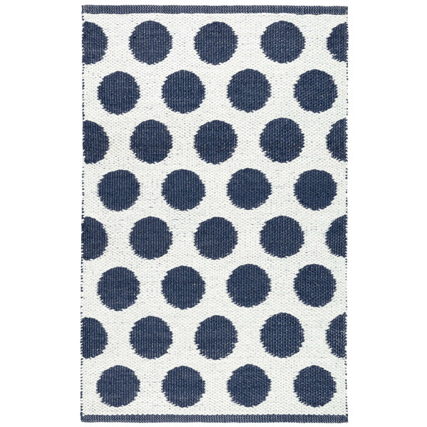 Dash and Albert Rugs Polka Dots Handmade Flatweave Navy/White Area Rug ...