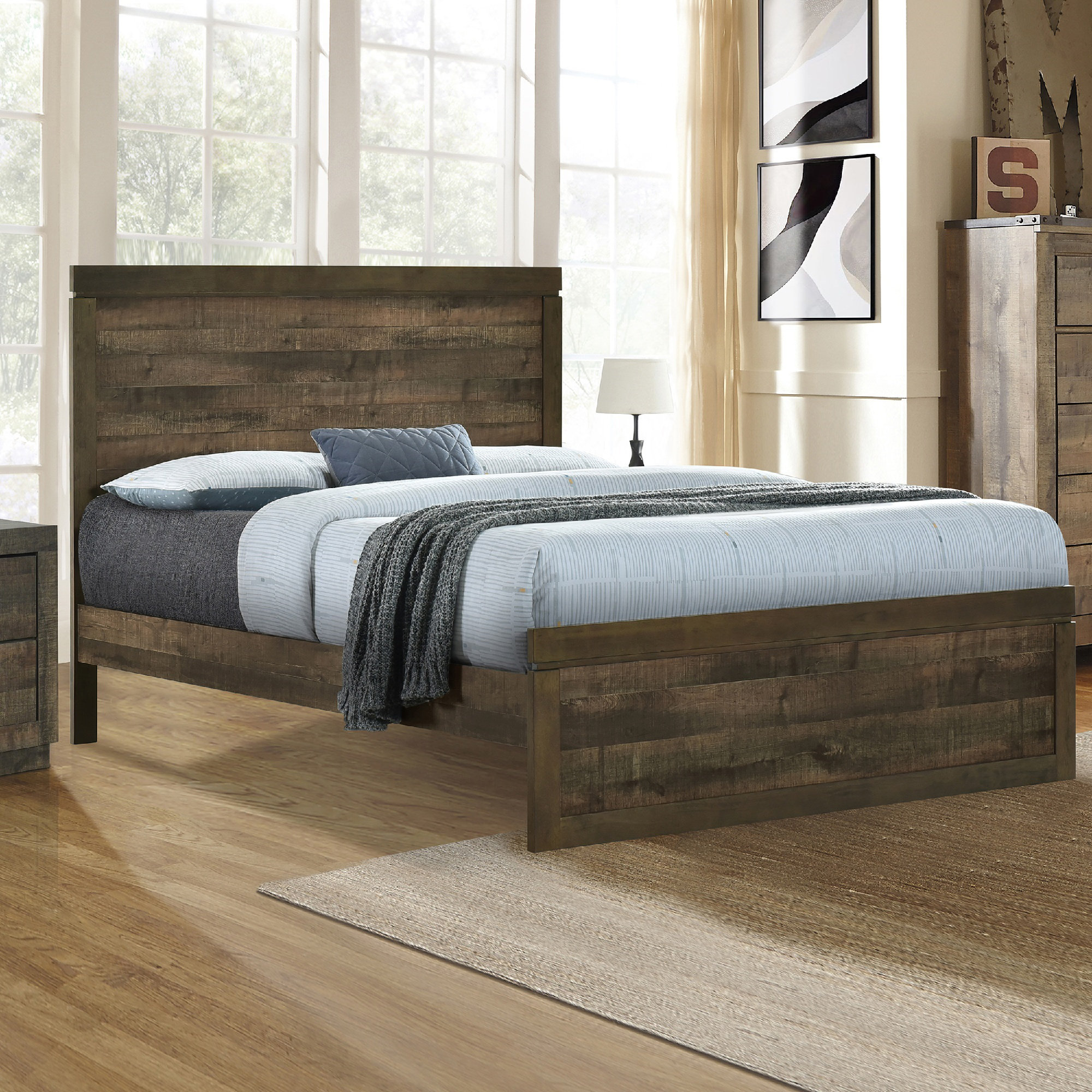 Millwood Pines Vintage Farmhouse Style Full Size Platform Bed with 10 ...