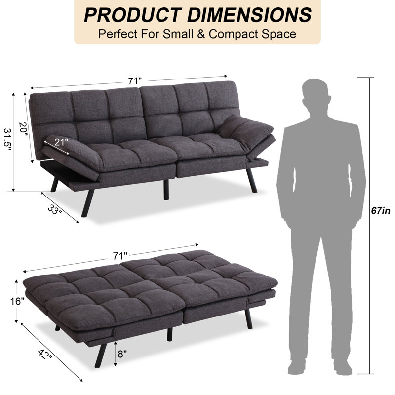 George Oliver Oppelo 71'' Upholstered Convertible Sofa, Twin Sleeper ...