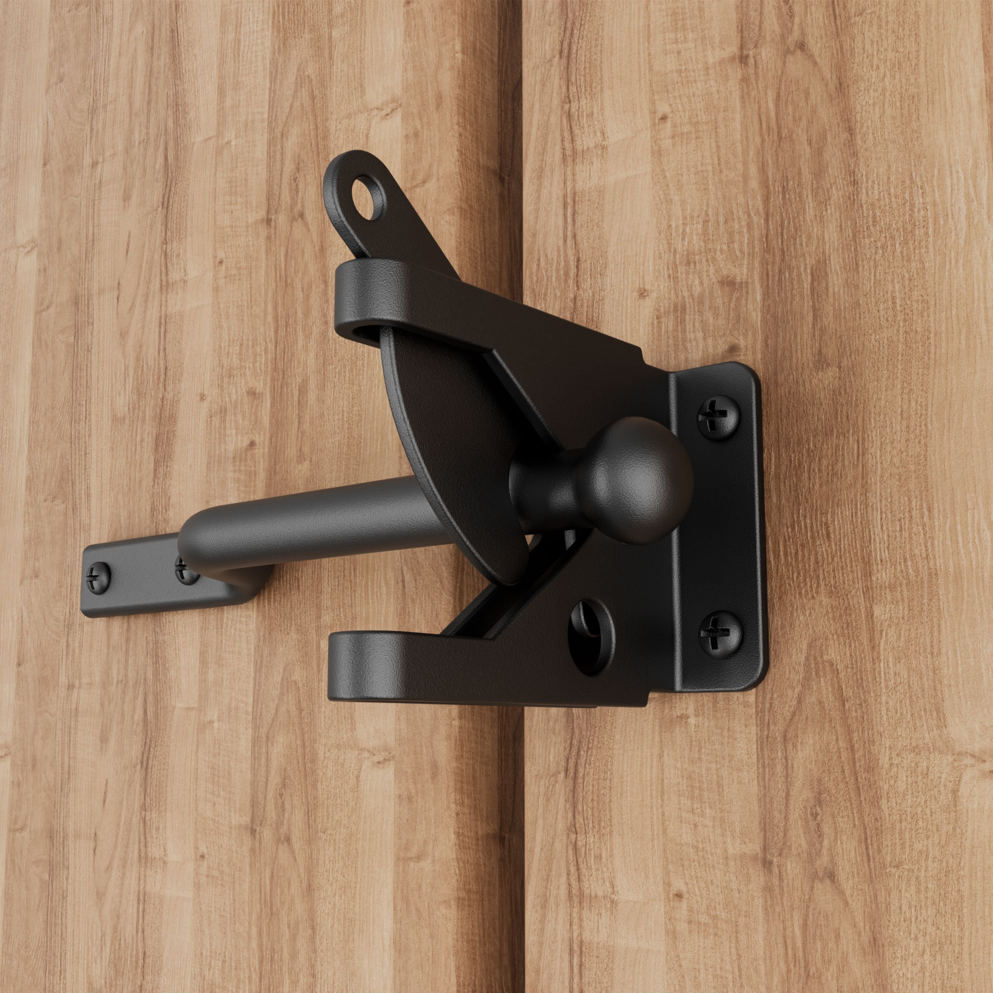 Lazio 5.8 in. Black Heavy-Duty Self-adjusting Gravity Gate Latch ...