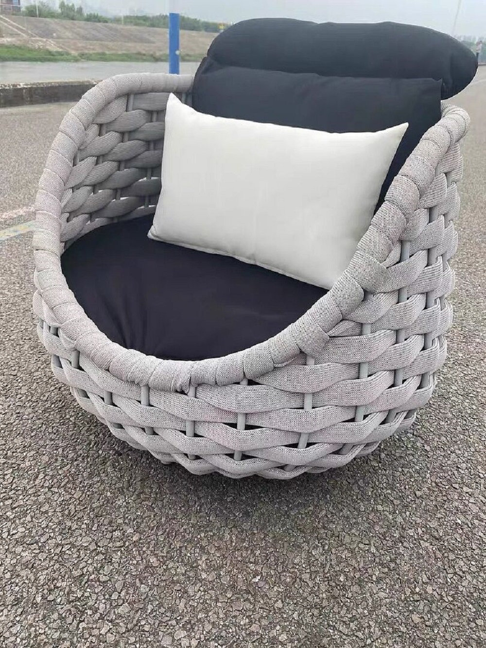 Hokku Designs 360-Degree Rotating Outdoor Chair with Textilene Woven ...