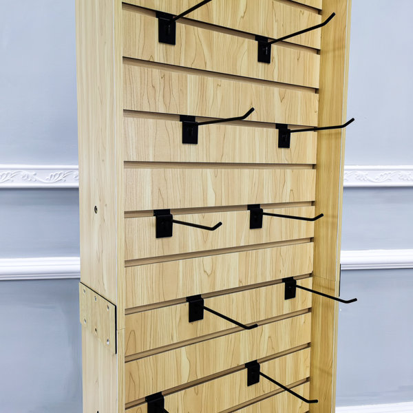 FixtureDisplays Double Sided Slatwall Rotating Display Wood Floor ...