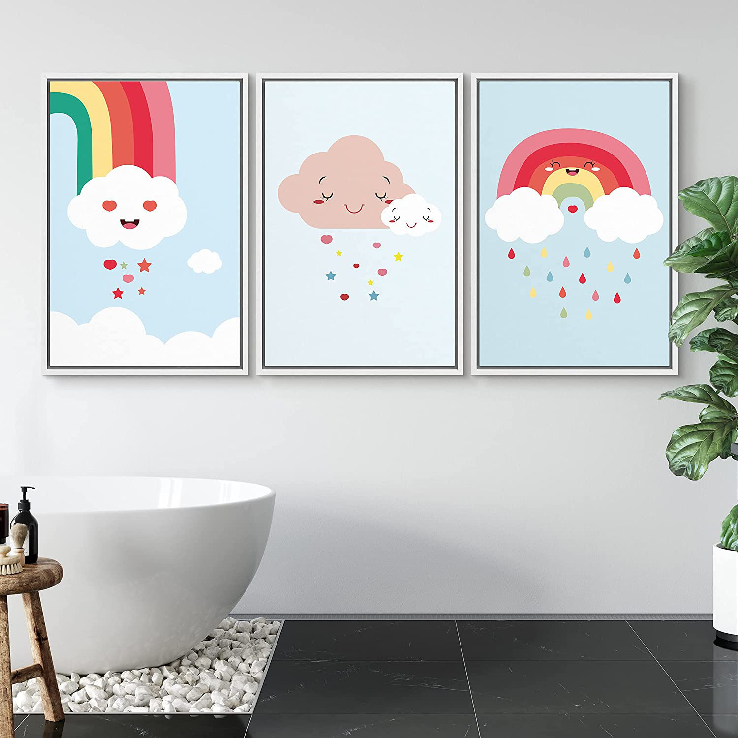 IDEA4WALL Happy Cloud Trio with Stars and Hearts Pop Culture Comics - 3 ...