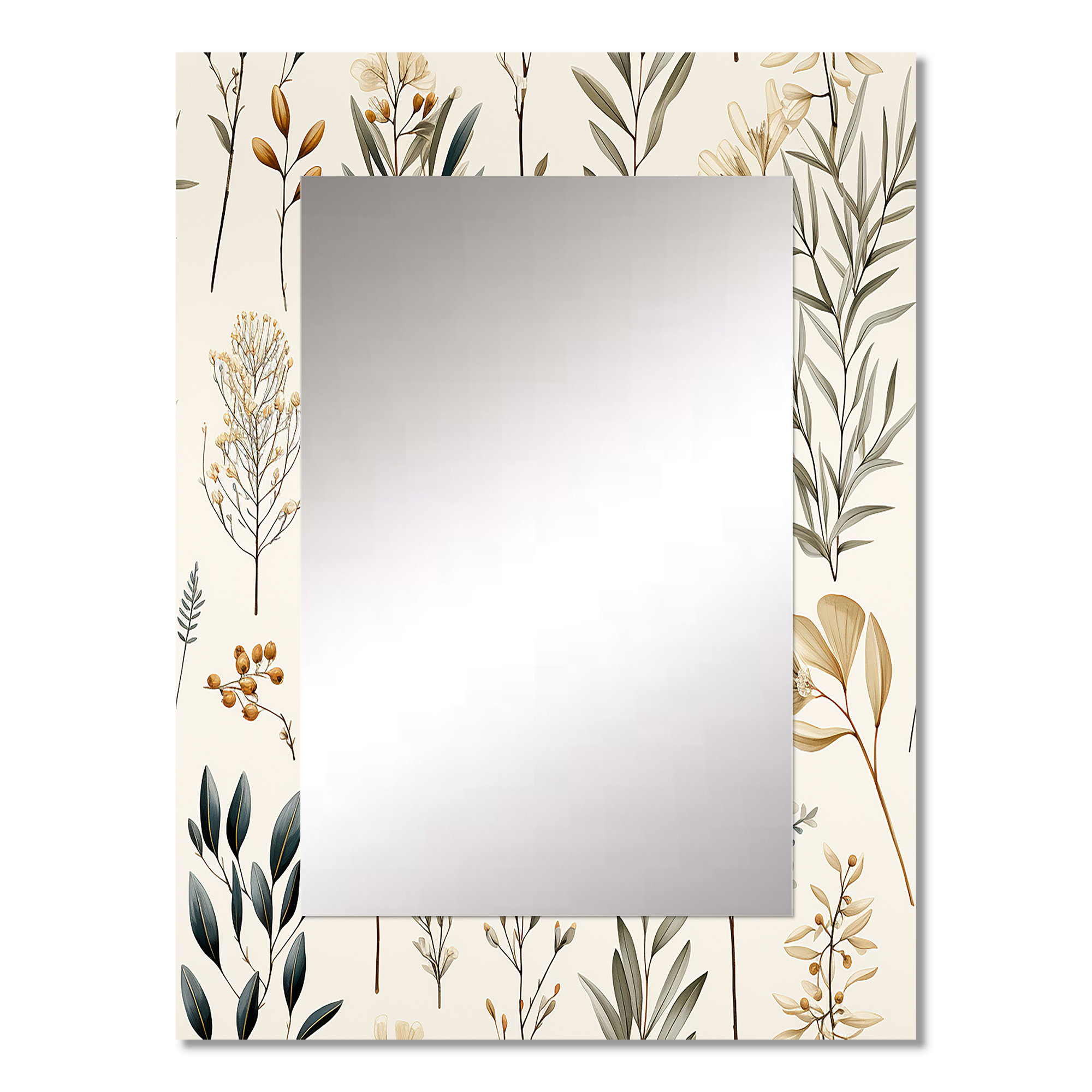 Bungalow Rose Ashien Botanical Sketched - Plants Decorative Mirror ...