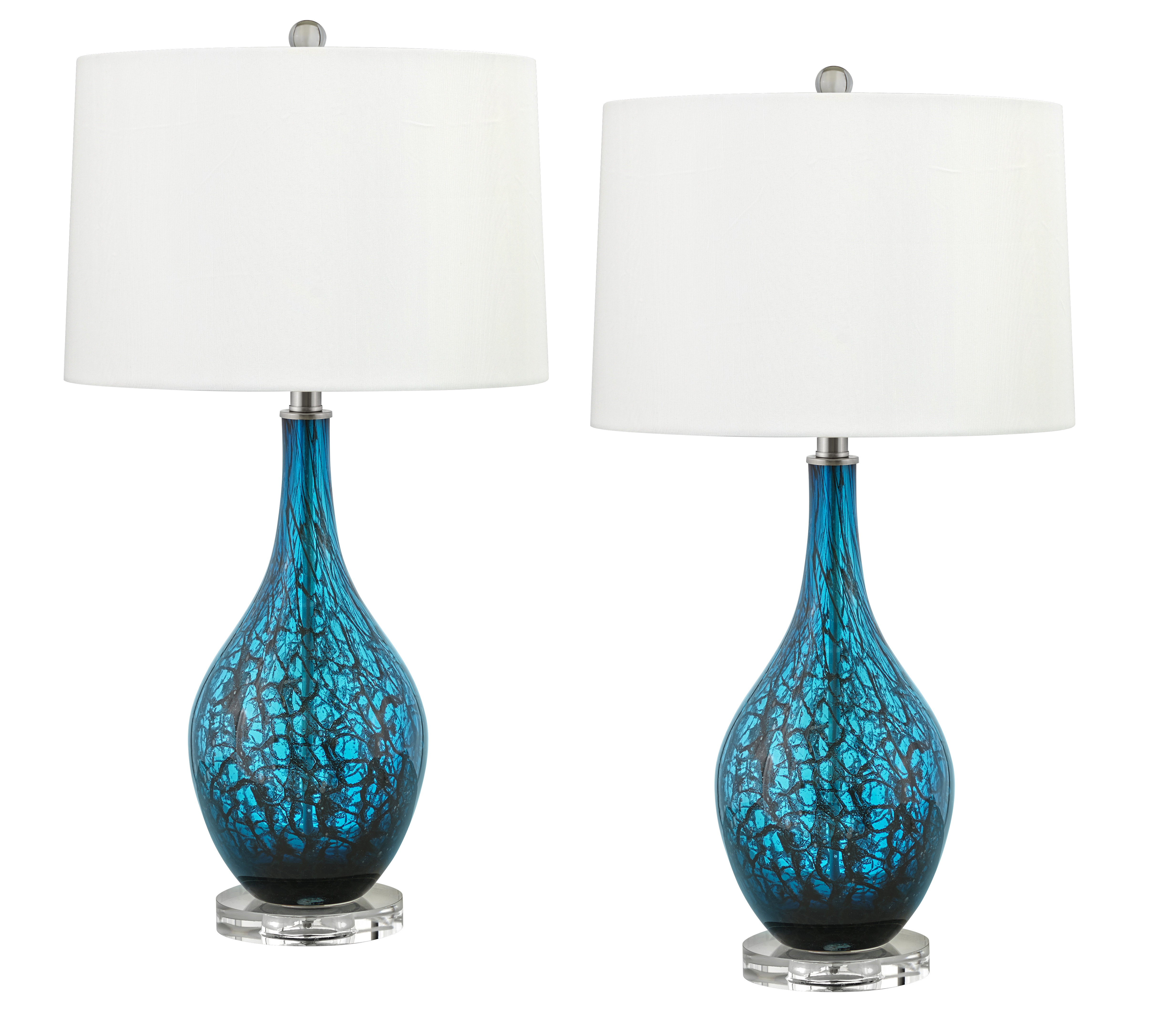 Medallion Lighting Rovigo 28" Teal and Black Fused Glass Table Lamp ...