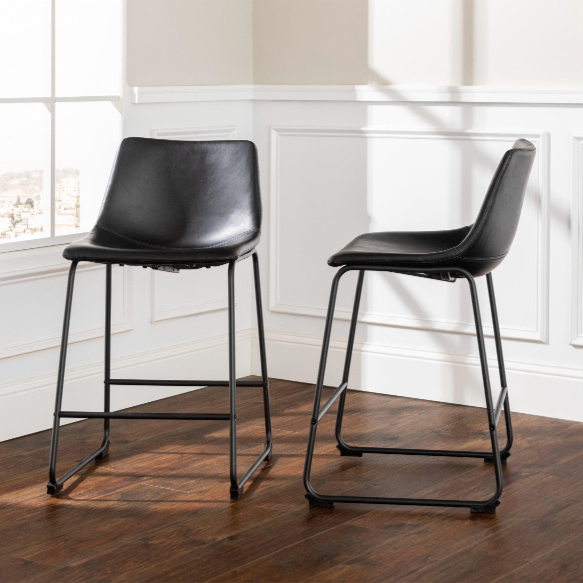 Hokku Designs Mayeu PU Leather Metal Side Chair Dining Chair | Wayfair