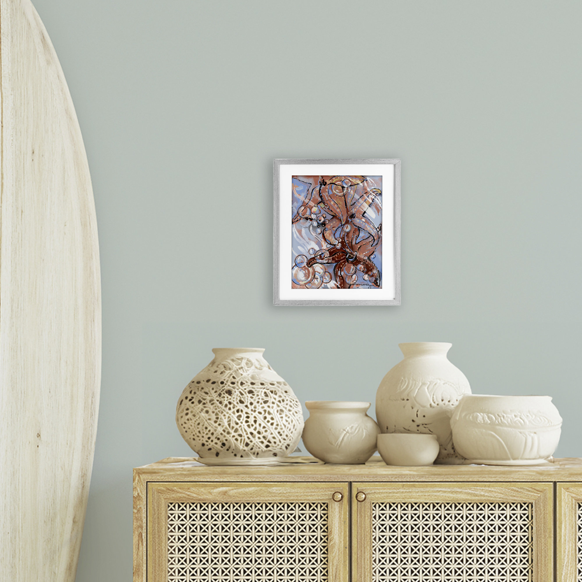 Highland Dunes Aquatic Starfish And Bubbles Framed Print Under Glass ...