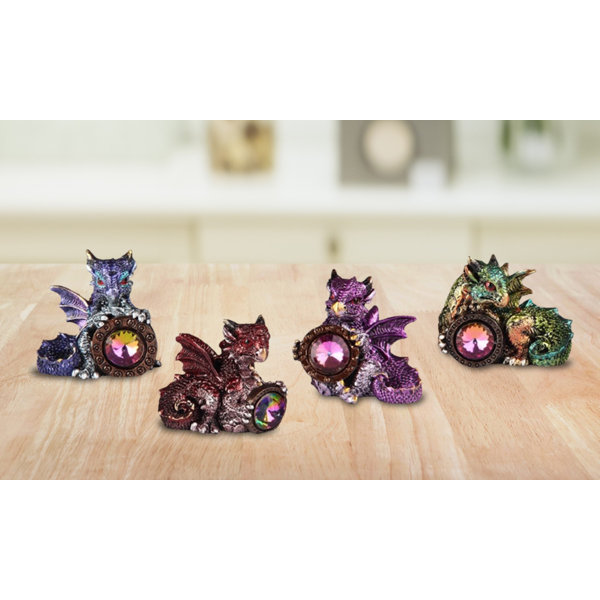 Trinx 4-PC Mini Dragon with Jewel Set 2.25"H Figurine Unique Gifts ...