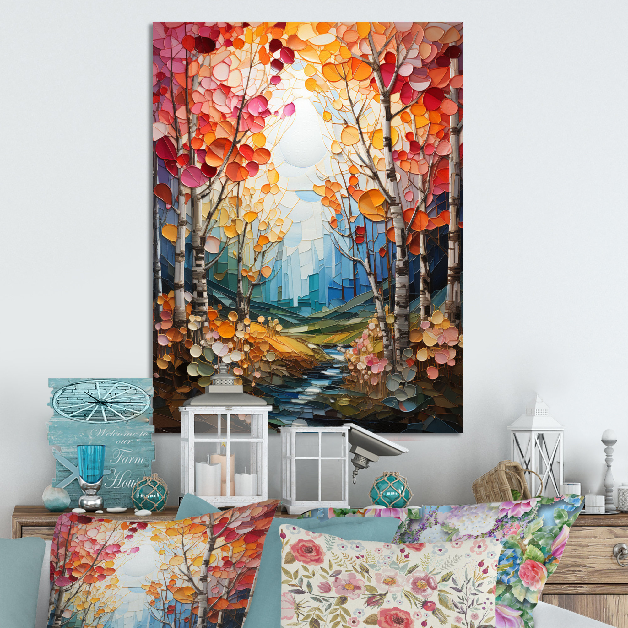 Millwood Pines Birch Woods Autumn Harmony II - Floral Metal Wall Art ...