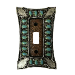 De Leon Collections Turquoise Pendant on Polyresin Leather 1-Gang Light ...