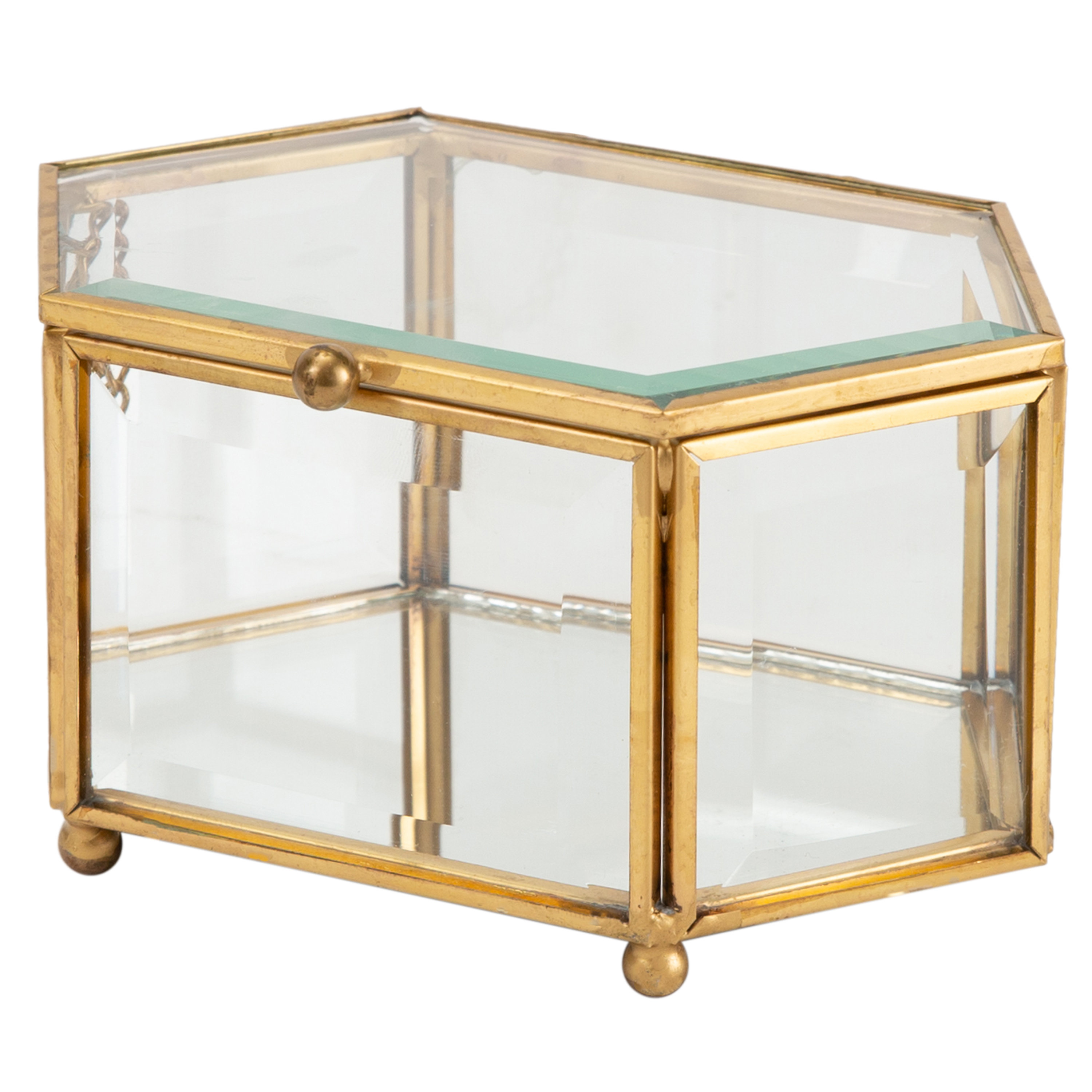 Mercer41 Lonsdale Mirrored Bottom Diamond Shape Glass Keepsake Box ...
