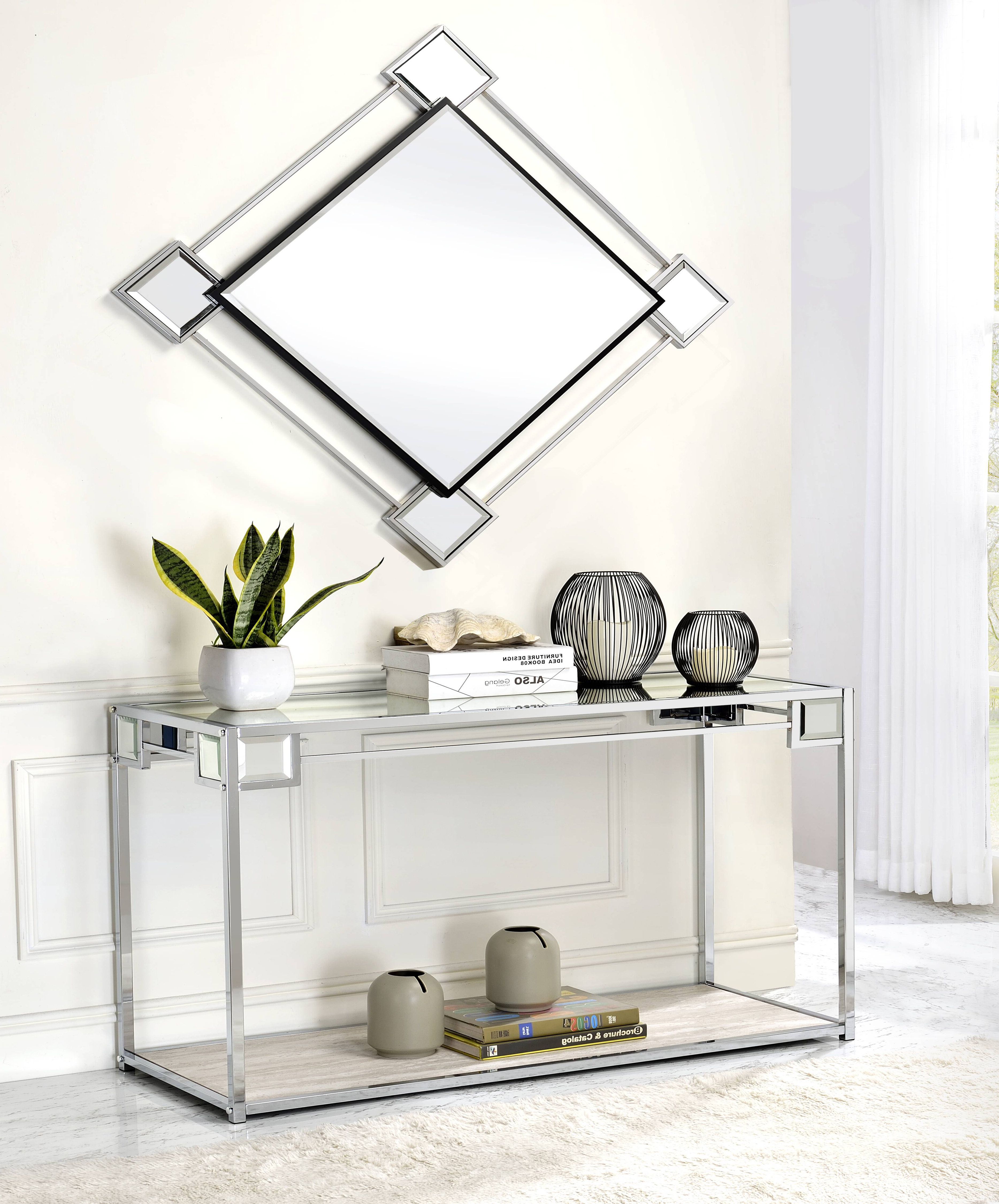 Brayden Studio® 43.6'' Glass Top Console Table | Wayfair
