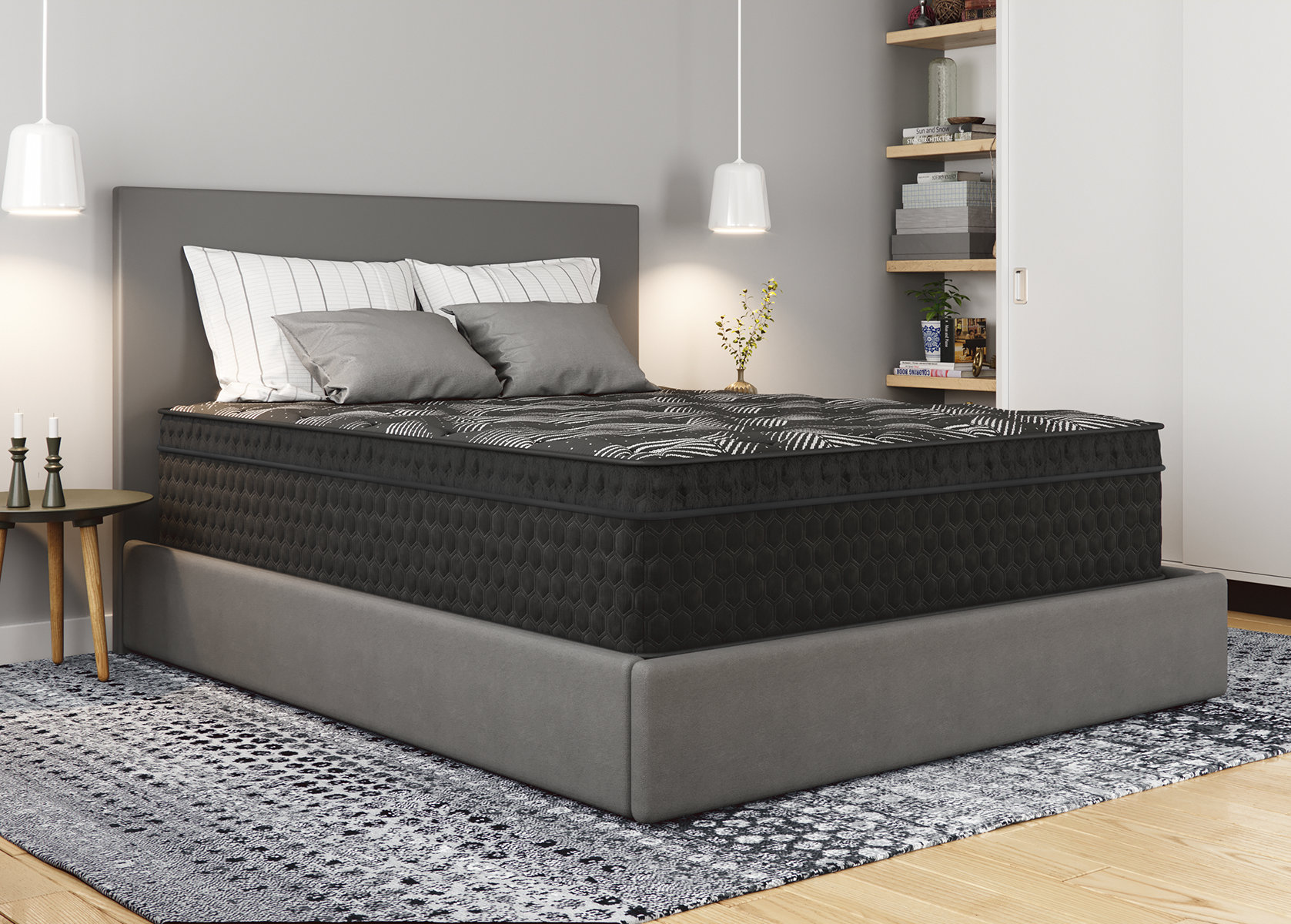 White Noise Quilted Euro Top, Cooling Copper Memory Foam Hybrid ...