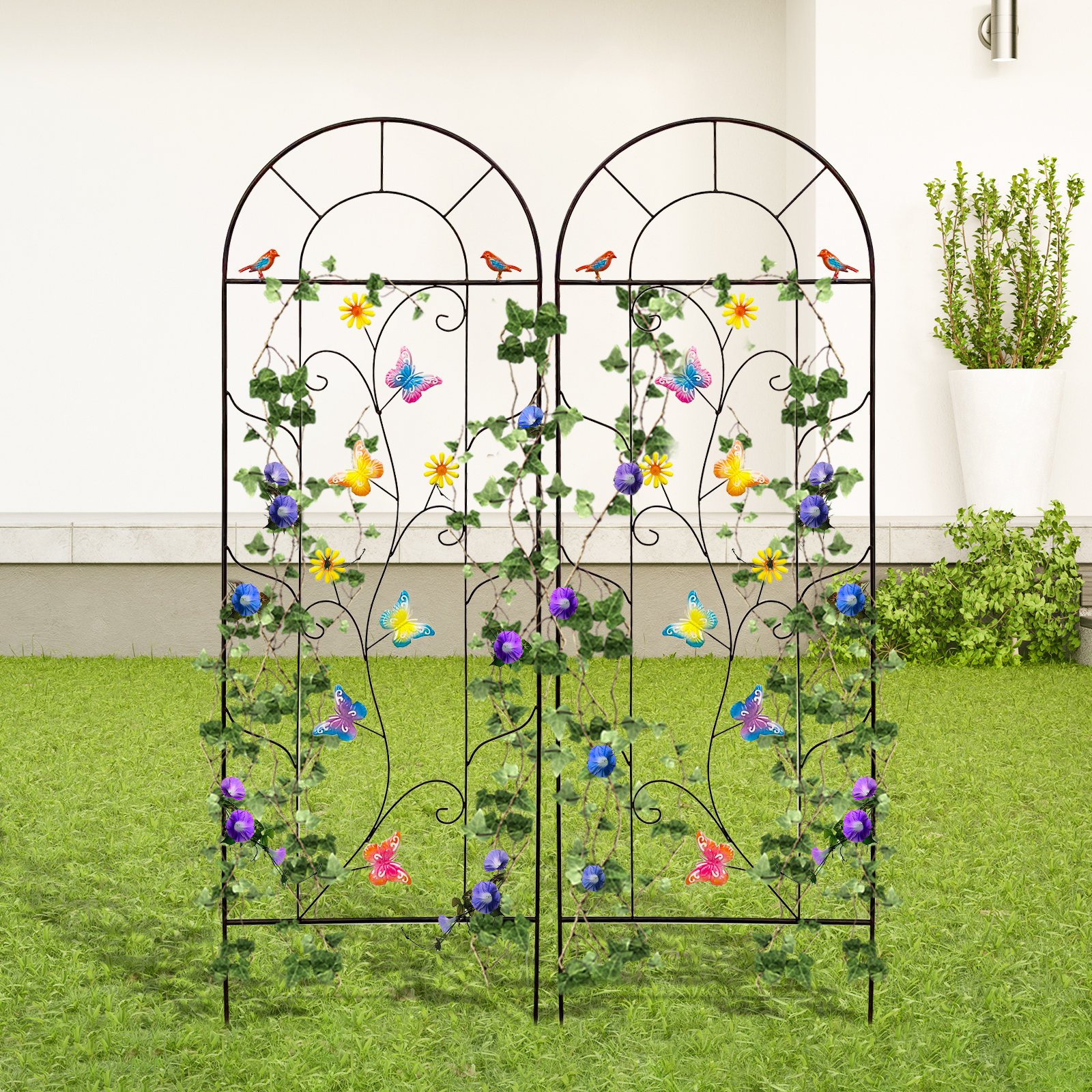 Wildon Home® Fabozzi 59'' H X 20'' W Metal Garden Trellis for Climbing ...