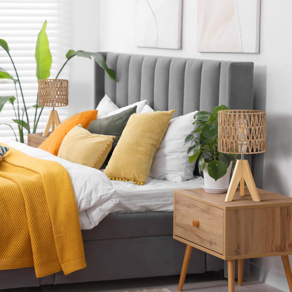 Bay Isle Home™ Aurion 14.2" Solid Wood Tripod Table Lamp With Rattan ...