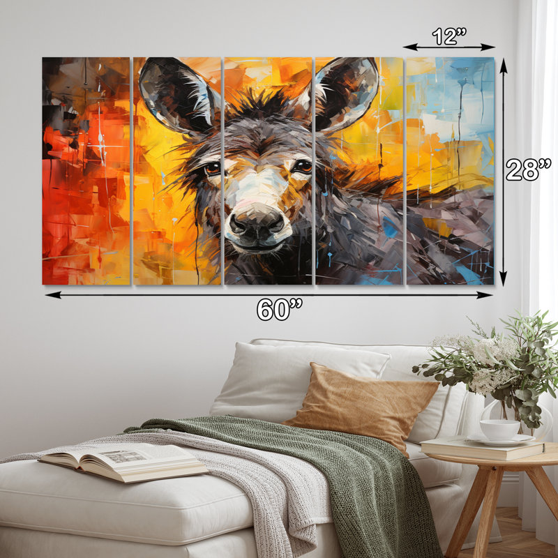 Design Art Grey Donkey Gentle Companion Collage - Animals Metal Wall ...
