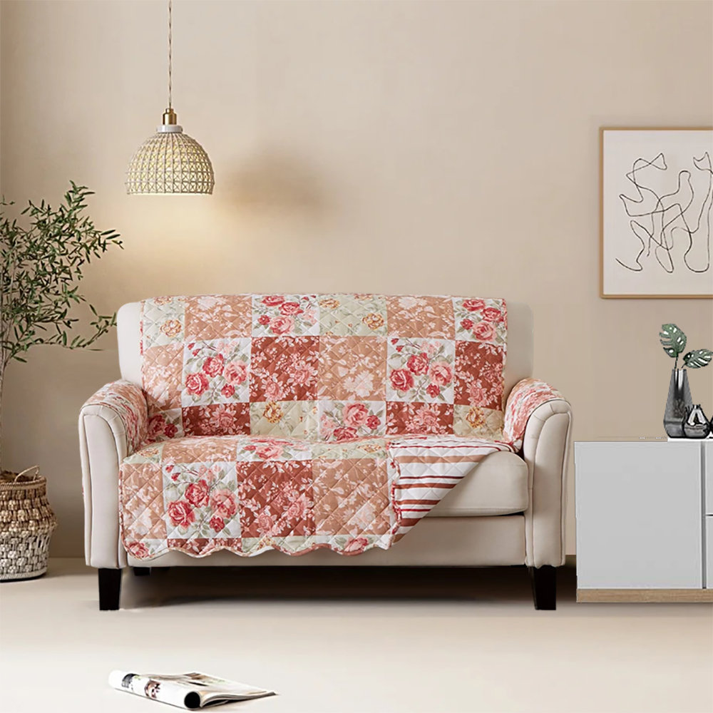 Red Barrel Studio® Slipcover With Armrests & Backrest, Floral Patchwork ...