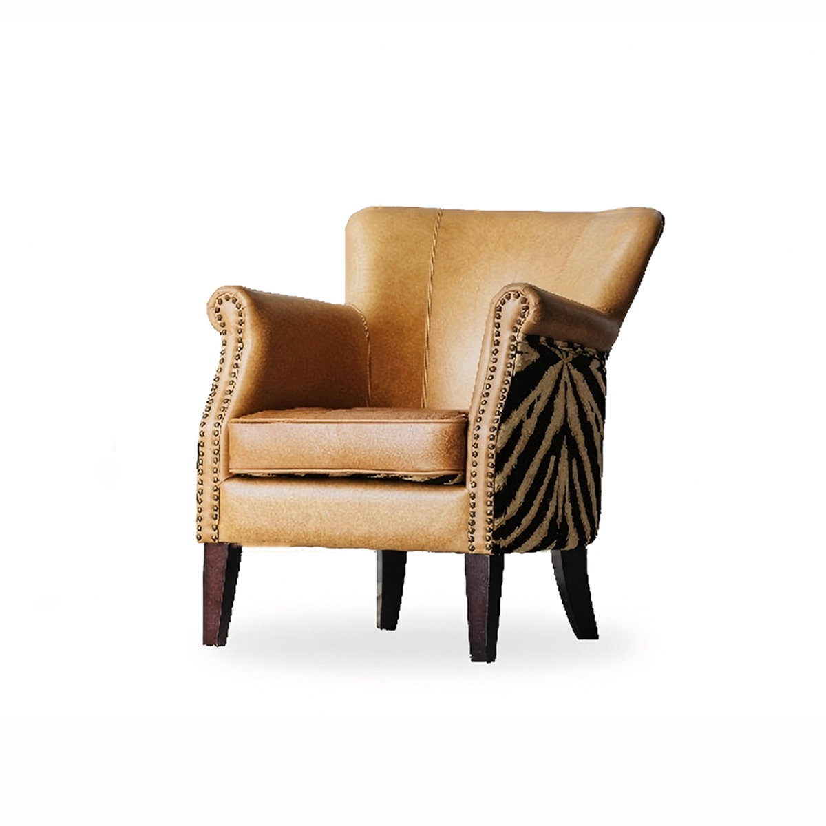 Isla Hopping 25.98"Retro Brown Genuine Leather Arm Chair | Wayfair