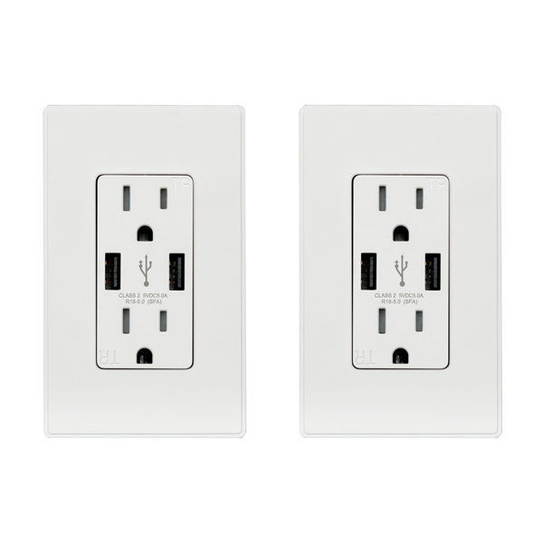 ELEGRP 15 Tamper Resistant Duplex Outlet with USB Port | Wayfair