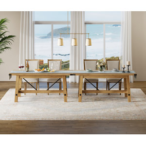 Latitude Run® Lysiane Set Of 2 Farmhouse Dining Tables For 8-12 Persons ...