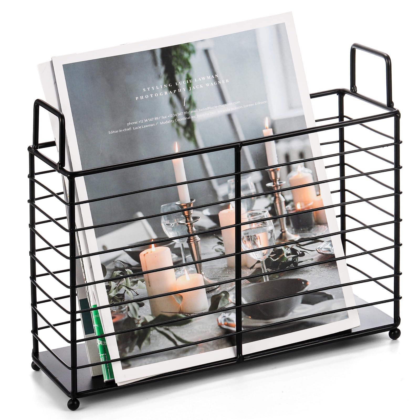 UNIVERSAL WINDOW SOLUTIONS Metal Magazine Rack, Newspaper Book Tablet ...