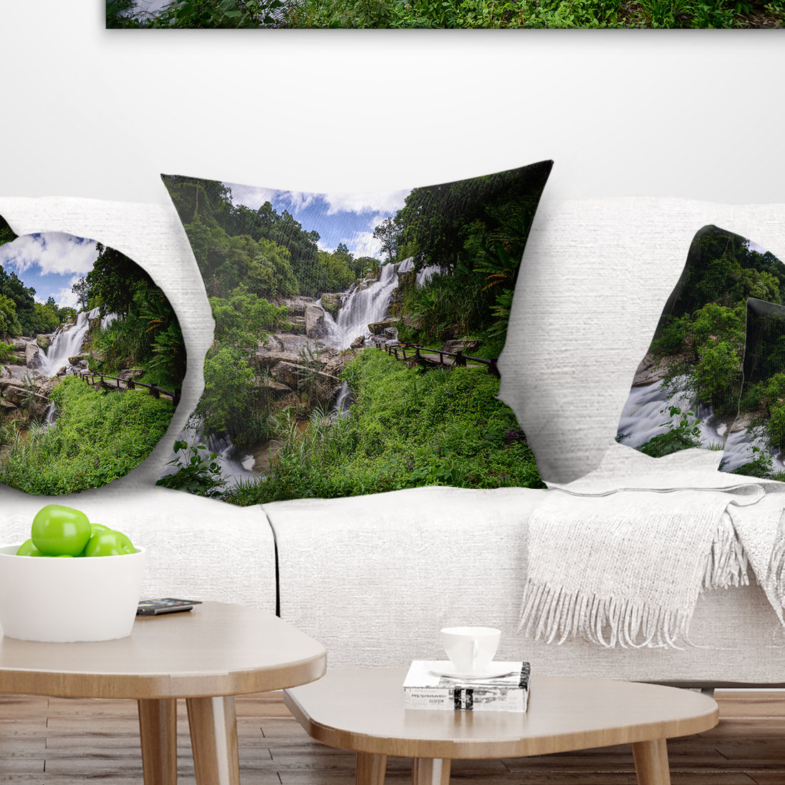 Design Art Mae Klang Waterfall Thailand - Landscape Printed Pillow ...