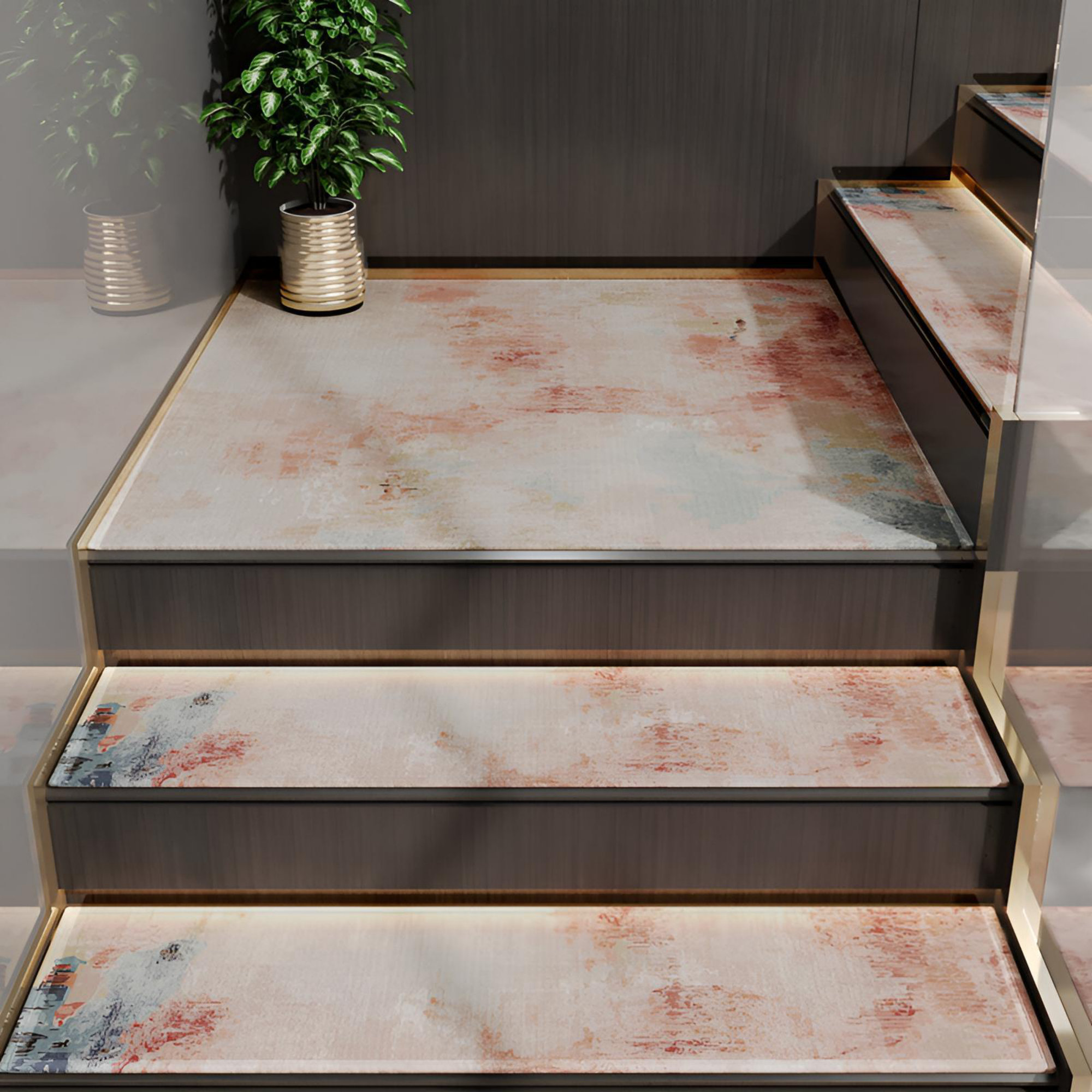 Infinity Non Slip Full Length Spiral Stair Tread Pads Wooden Villa ...