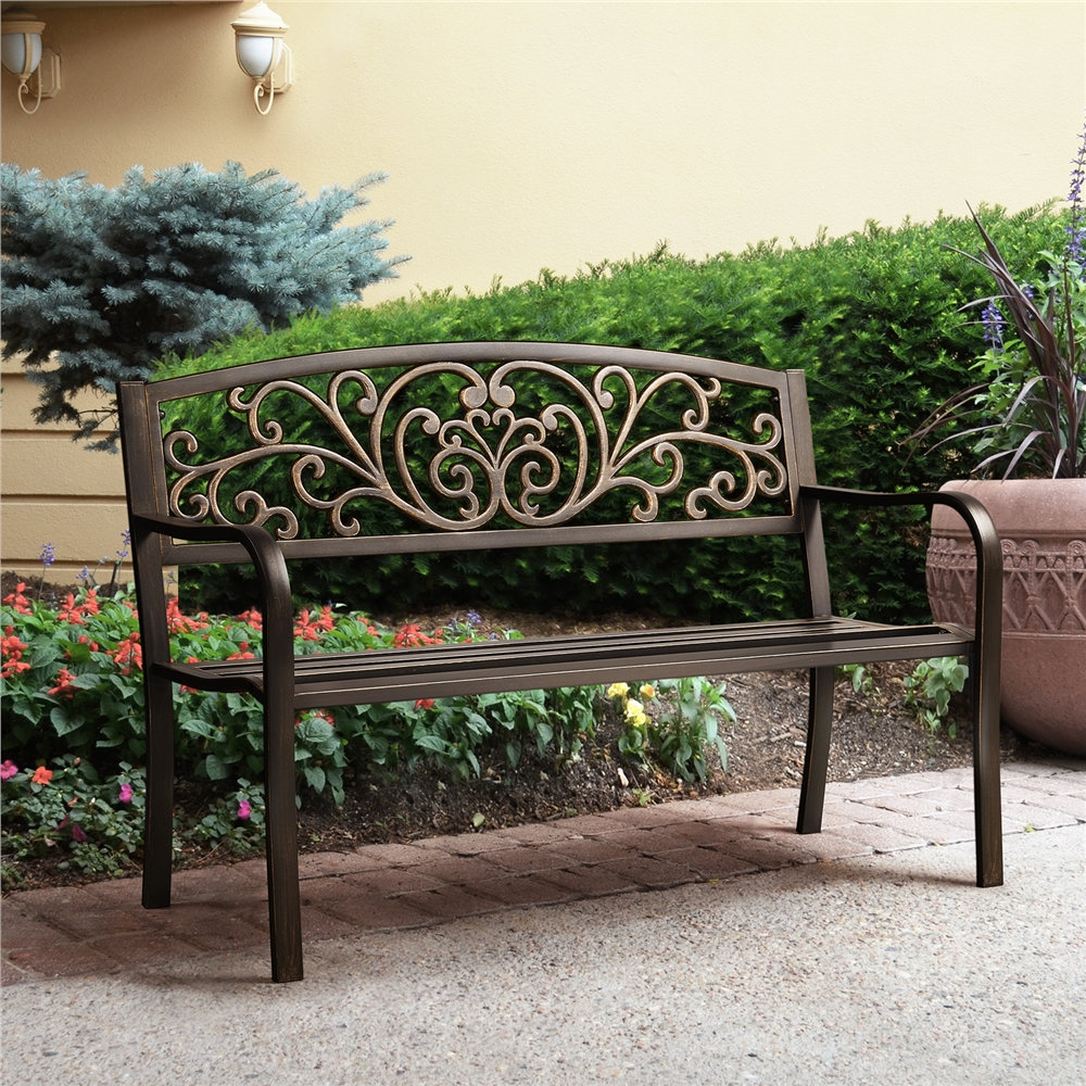 Yaheetech Antique Style Black Iron Garden Bench & Reviews | Wayfair.co.uk