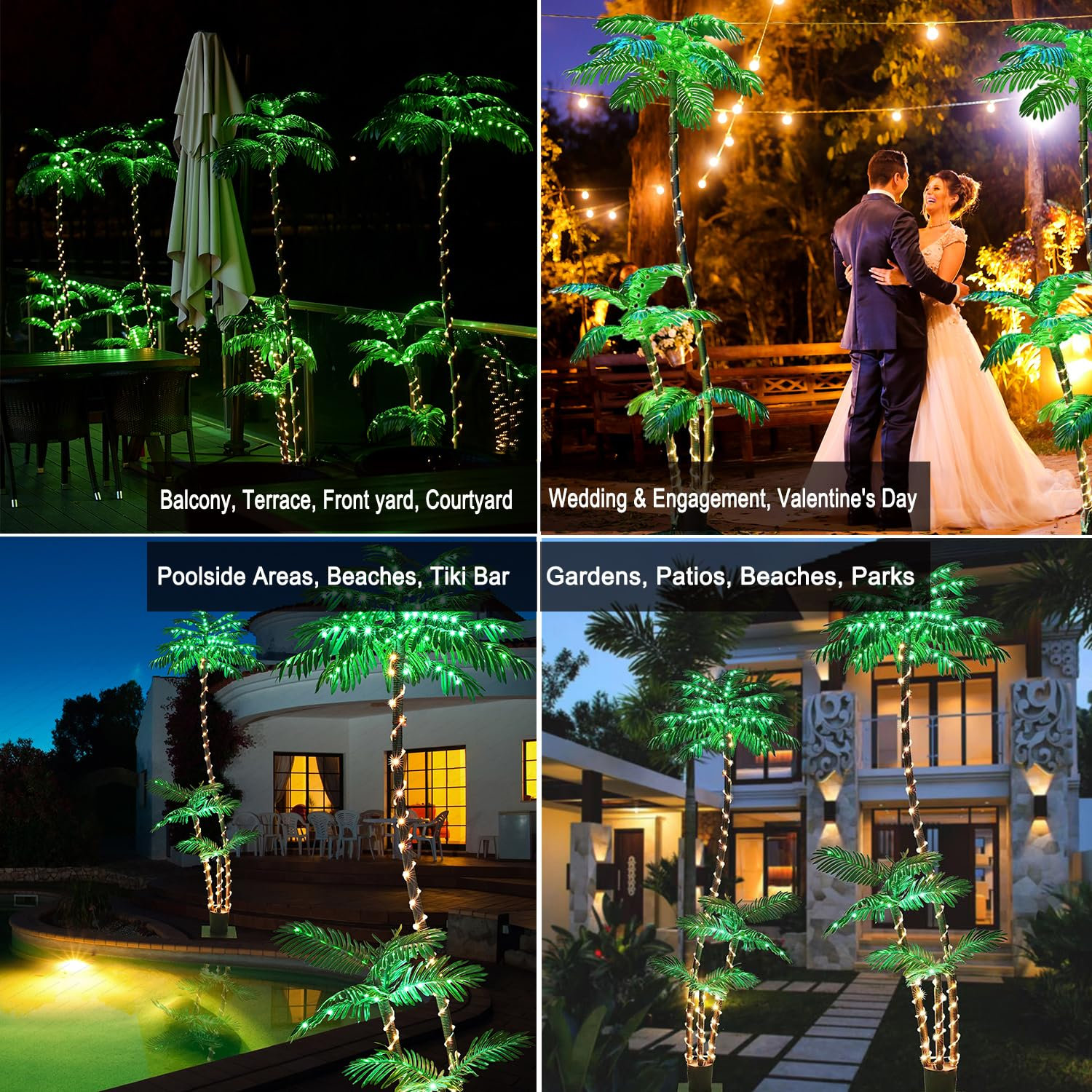 The Holiday Aisle® 7FT Lighted Artificial Solar Palm Tree With Three ...