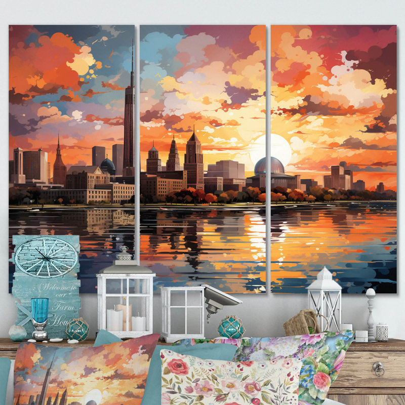 Design Art City Detroit Popart II - Detroit Metal Wall Art Prints Set ...