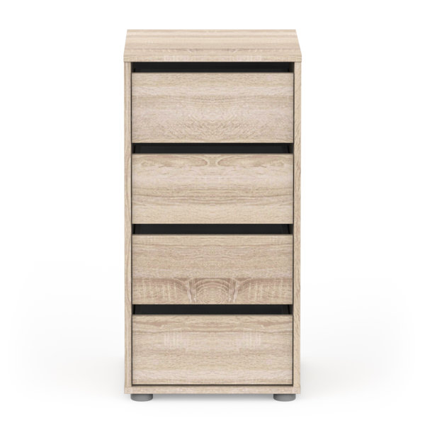 17 Stories Selestina Universal 4 Drawers Brushed Oak 40cm Tall Narrow ...