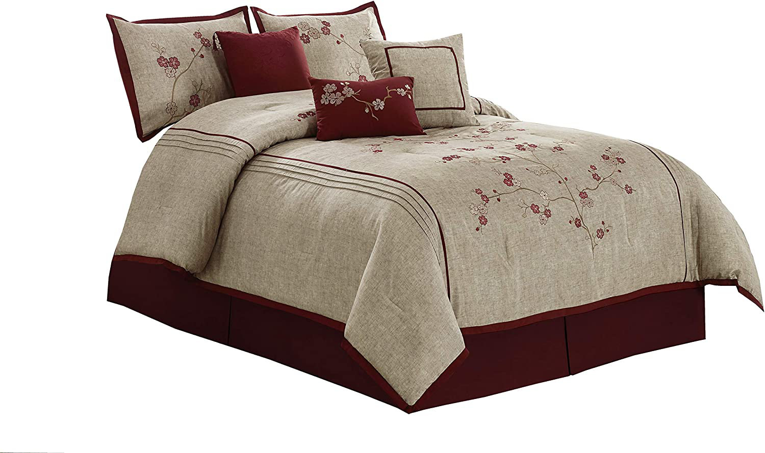 Chezmoi Collection Miki Cherry Blossom Embroidery Comforter Set ...